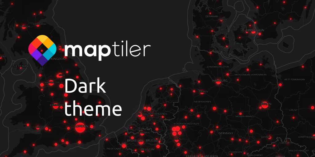 Dark | Dark basemaps for night-time navigation and data visualisation | MapTiler